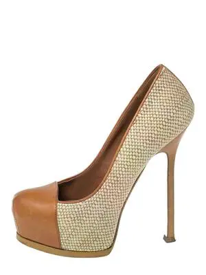 Saint Laurent 140mm Tribute Platform Pumps - Brown