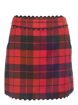 Moschino Scalloped Plaid Skirt - Red