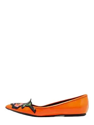 LOUIS VUITTON Floral-embroidered Ballet Flats - Orange