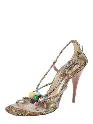 Etro 110mm Paisley-print Beaded Sandals - Brown