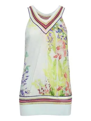 Roberto Cavalli Floral-print Sleeveless Top - White