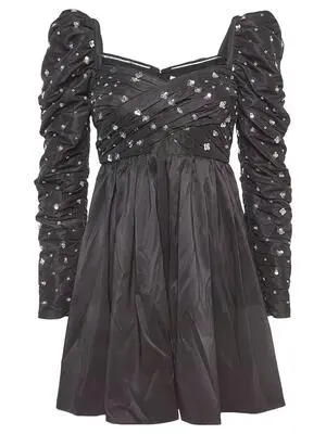 SELF-PORTRAIT Puff Sleeves Sequins Mini Dress - Black