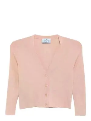 Prada Cropped Knit Cardigan - Pink