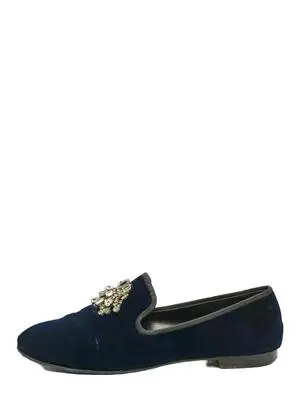 GIUSEPPE ZANOTTI Velvet Crystal Loafers - Blue
