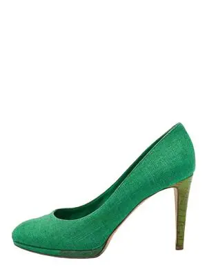 SERGIO ROSSI Vintage 100mm Canvas Pumps - Green