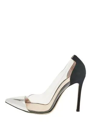 GIANVITO ROSSI 100mm Metallic-leather Pointed-toe Pumps - White