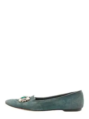 Dolce & Gabbana Crystal-embellished Ballet Flats - Green
