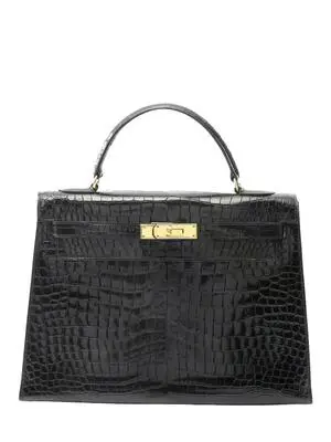HERMÈS 1981 Kelly 32 Crocodile-Embossed Two-Way Handbag