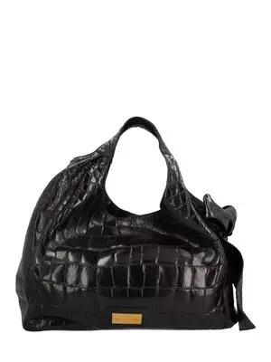 Valentino Garavani Crocodile-embossed Shoulder Bag - Black