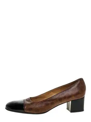 Casadei 45mm Embossed-leather Block-heel Pumps - Brown