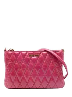 Miu Miu Matelassé Lambskin Leather Crossbody Bag - Pink