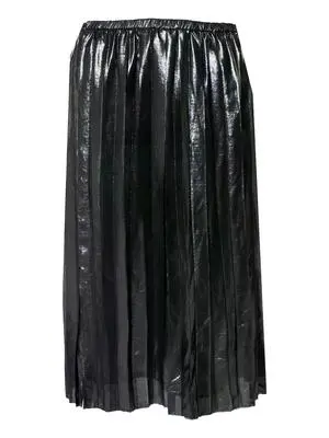 ISABEL MARANT VINTAGE Pleated Metallic Midi Skirt - Black