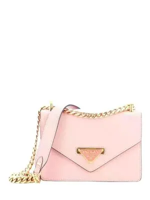 Prada Envelope Flap Chain Shoulder Bag Saffiano Leather Crossbody - Pink