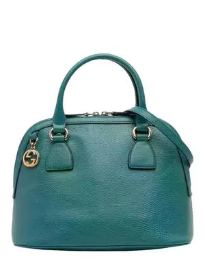 Gucci Calfskin Gg Charm Dome Satchel - Blue