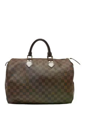 LOUIS VUITTON Damier Ebène Speedy 35 Tote Bag - Brown