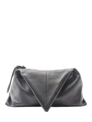 Bottega Veneta 2010s Trine Triangle-flap Clutch Bag - Black