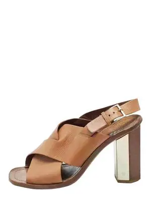 Tory Burch 100mm Cross-strap Block-heel Sandals - Brown