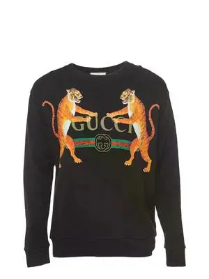 Gucci Tiger-print Sweatshirt - Black
