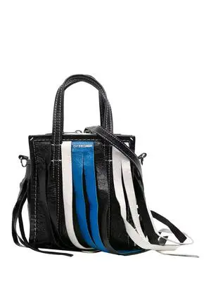Balenciaga Lambskin Fringe Bazar Shopper Satchel - Black