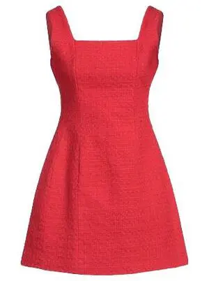 Maje Flared Tweed Mini Dress - Red