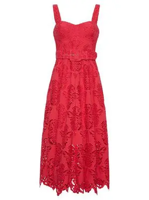 Cara Cara Calypso Fit And Flare Midi Dress - Azalea Eyelet