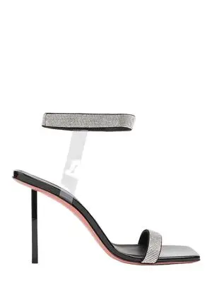 Amina Muaddi Rih Crystal-embellished Suede And Pvc Sandals - Black