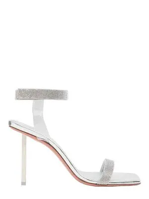 Amina Muaddi Rih Crystal-embellished Metallic Leather Sandals - Silver