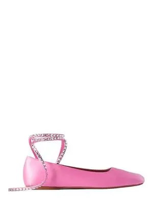 Amina Muaddi Ane Crystal-embellished Satin Ballet Flats - Bubblegum