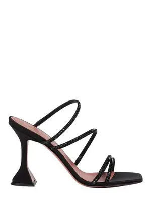 Amina Muaddi Naima Crystal-embellished Satin Mules - Black