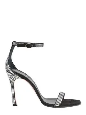 Amina Muaddi Kim Crystal-embellished Suede Sandals - Black