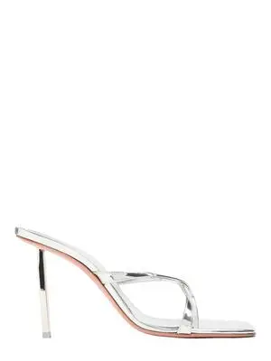 Amina Muaddi Adriana Mirrored-leather Mules - Silver