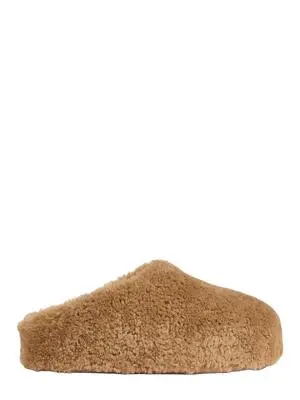 Amina Muaddi Giuly Shearling Clogs - Camel