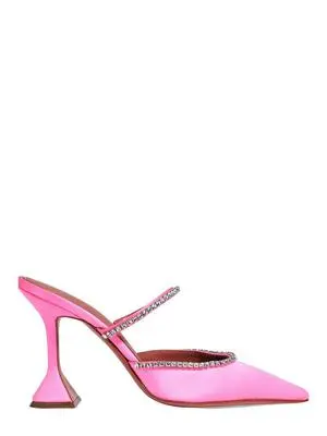 Amina Muaddi Gilda Crystal-embellished Satin Mules - Pink