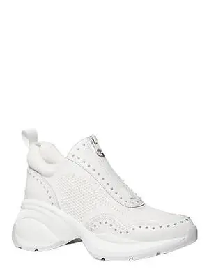 Michael Kors Zuma Studded Mixed-media Trainer - White