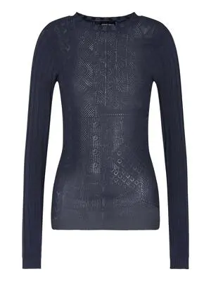 Giorgio Armani Textured Viscose-blend Jumper - Blue