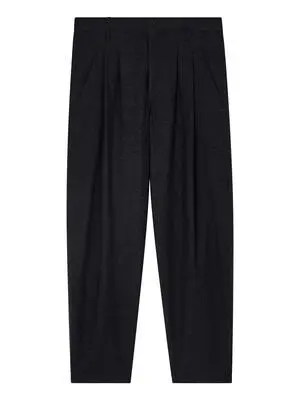 Giorgio Armani Single-pleat Virgin Wool Flannel Trousers - Grey