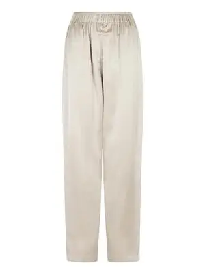 Giorgio Armani Straight-cut Trousers In Silk Satin - Beige