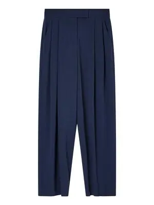 Giorgio Armani Double-pleat Virgin Wool Trousers - Blue