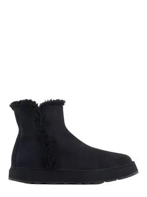 Giorgio Armani Neve Suede And Sheepskin Ankle Boots - Black