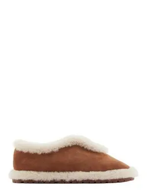 Giorgio Armani Neve Suede And Shearling Sheepskin Slip-ons - Camel