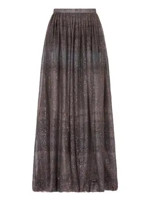 Giorgio Armani Long Skirt In Organza And Embroidered Tulle - Patterned