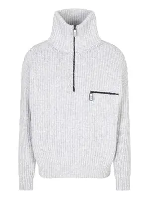 Giorgio Armani Neve Pure Cashmere Jumper With Zip Grey