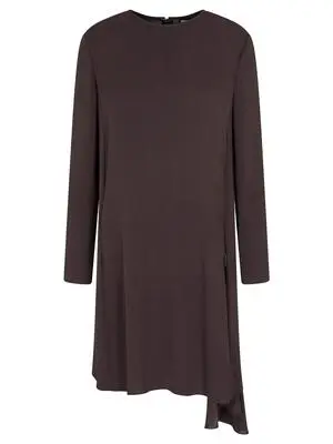 Giorgio Armani Draped Triple Silk Georgette Dress - Brown