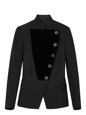 Giorgio Armani Stretch Wool And Velvet Jacket - Black