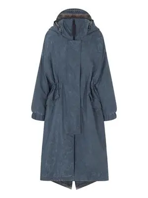 Giorgio Armani Neve Padded Velvet-effect Coat - Blue