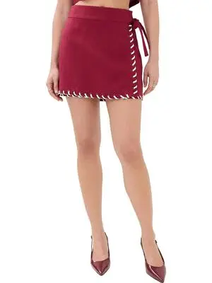 Simkhai Banks Wrap Mini Skirt - Oxblood Multi