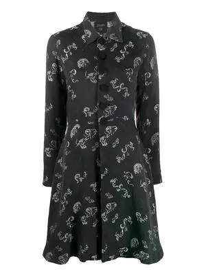 JEAN PAUL GAULTIER 1994 Dragon Jacquard Shirt Dress - Black