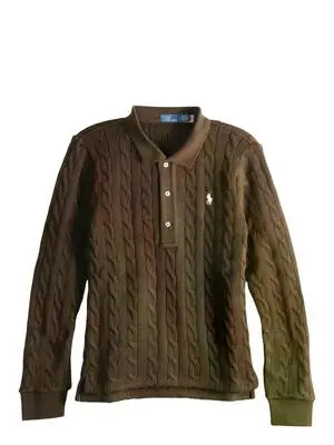 Polo Ralph Lauren Cable-knit Buttoned Polo Top - Brown