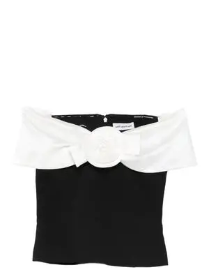 SELF-PORTRAIT Crepe Off-shoulder Top - Black