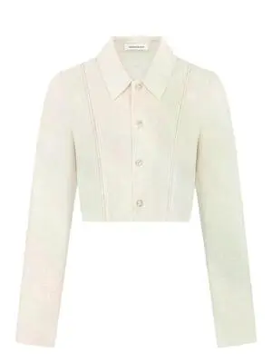 Manière De Voir Florine Contour-piped Cropped Shirt - Neutrals